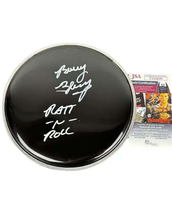 CSR Collectibles - Bobby Blotzer signed 8″ Drum Head Drummer RATT