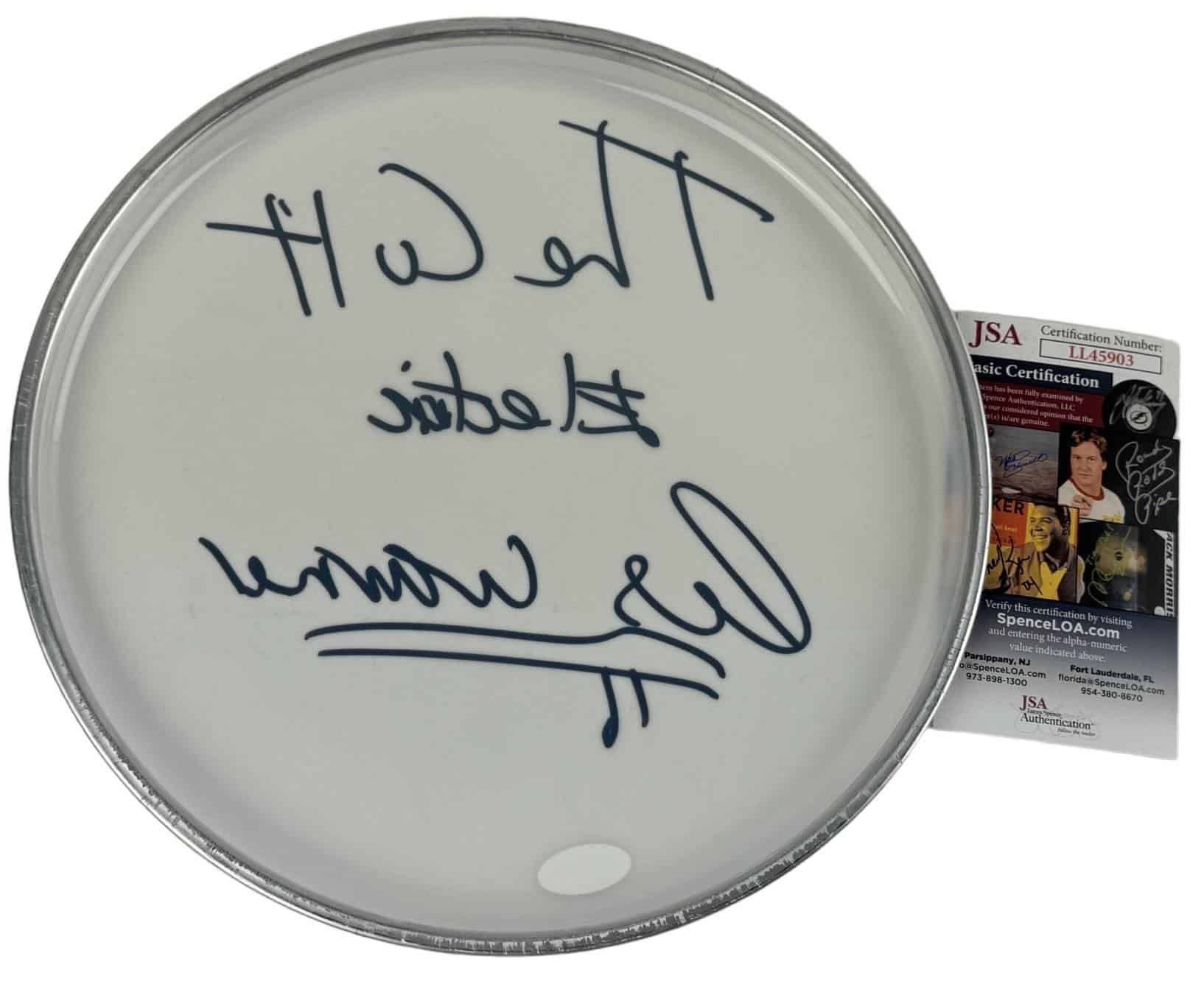 CSR Collectibles - Les Warner signed 12″ Drum Head Electric The Cult
