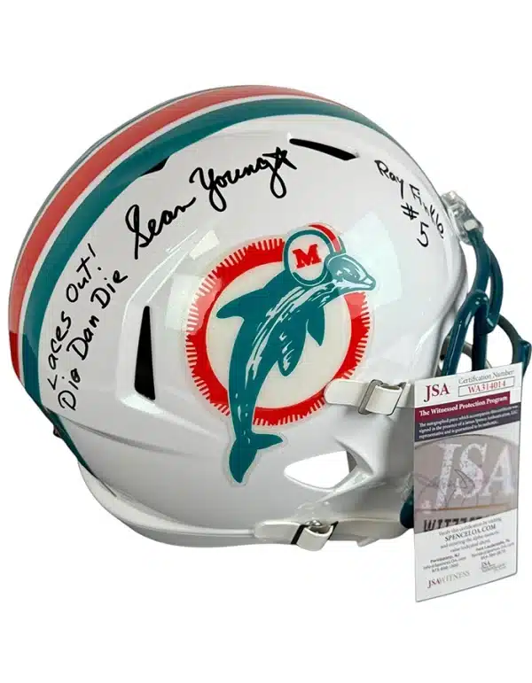 CSR Collectibles - Sean Young signed Full Size Helmet Miami Dolphins ...