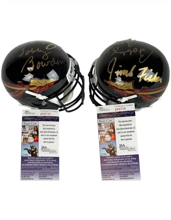 CSR Collectibles - Bobby Bowden & Jimbo Fisher signed Mini Helmet ...
