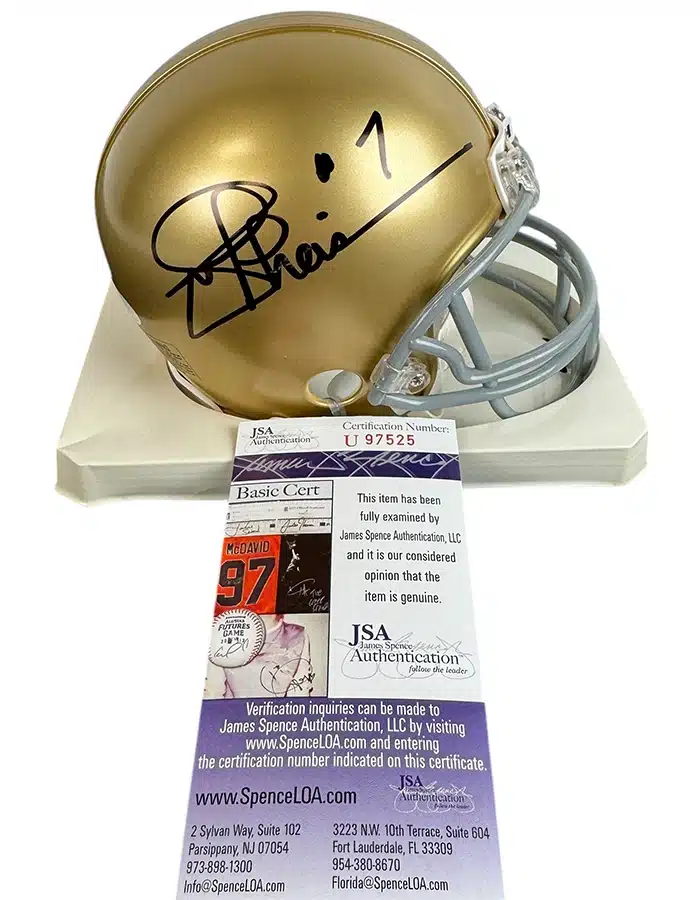 CSR Collectibles - Joe Theismann signed Mini Helmet Notre Dame Fighting ...