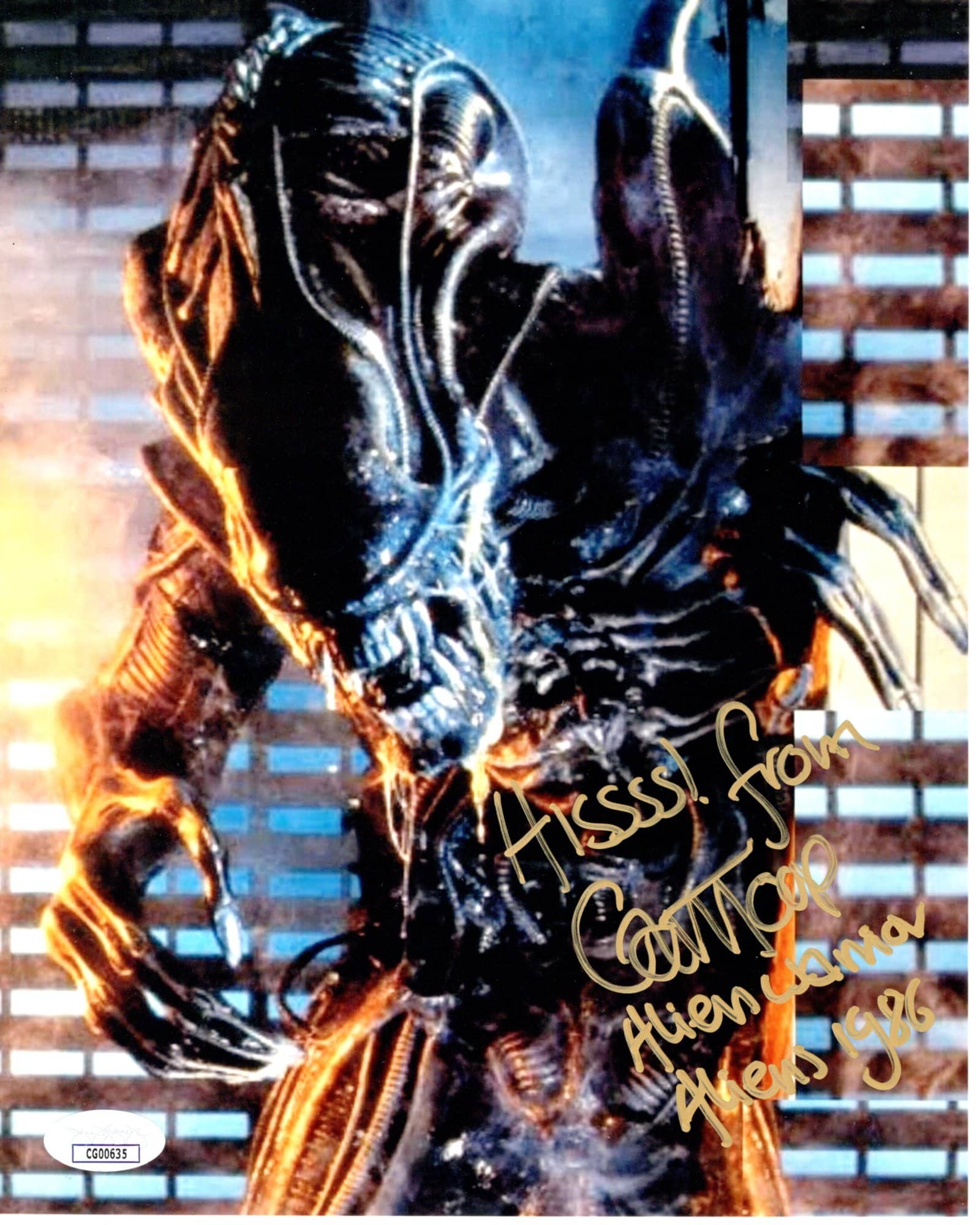 CSR Collectibles - Carl Toop signed 8×10 Photo Alien Warriors Alien